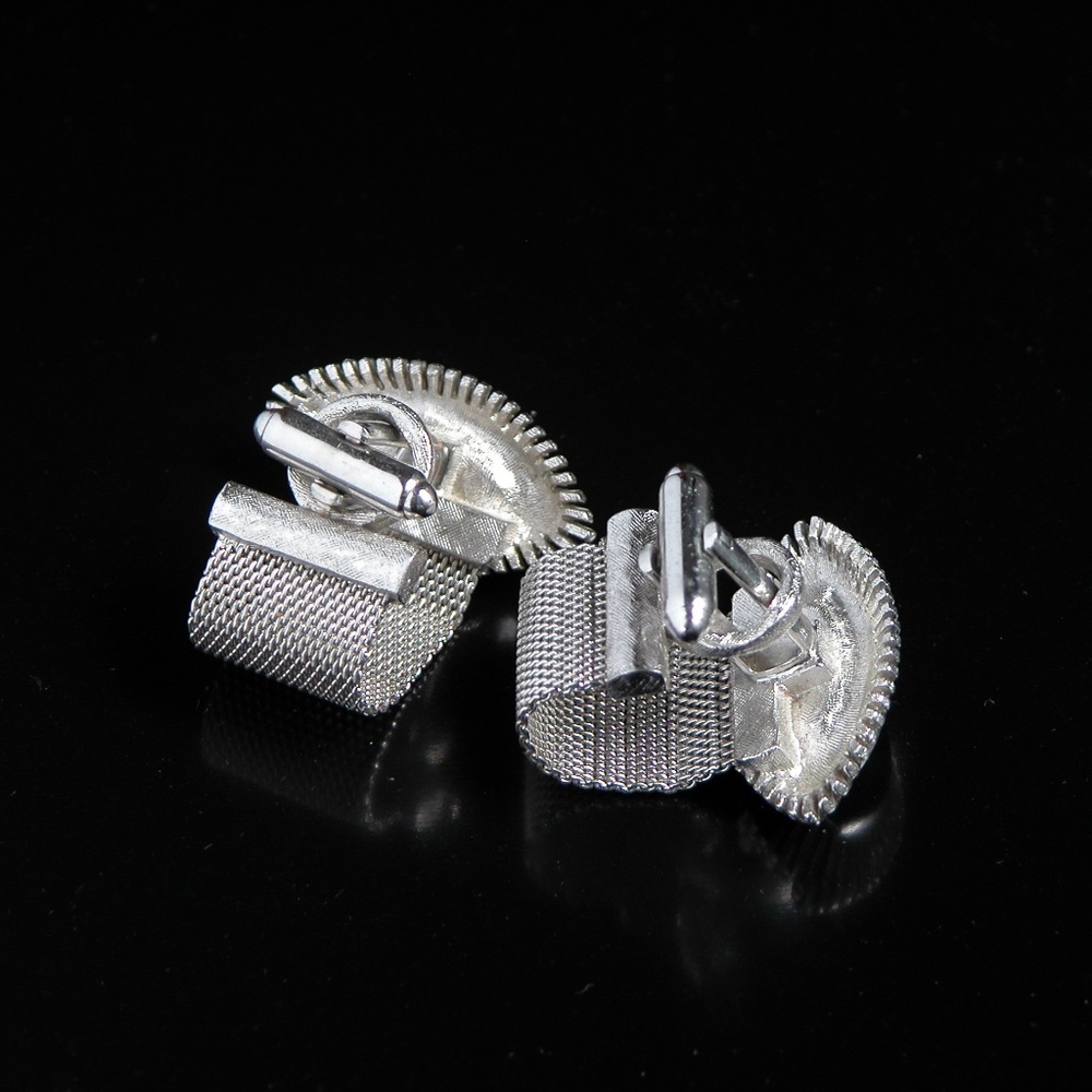Vintage Wrap Around Jeweled Grey Stone Cufflinks - Gem